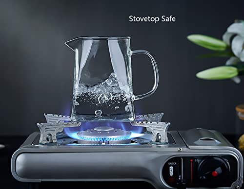 Dadamong Glass Pitcher with Handle, Milk and Cream Pitcher Cup Jug, Heat Resistant Borosilicate Glass Creamer for Coffee Tea or Maple Syrup Serving, Stovetop & Microwave Safe (25oz/ 750ML)