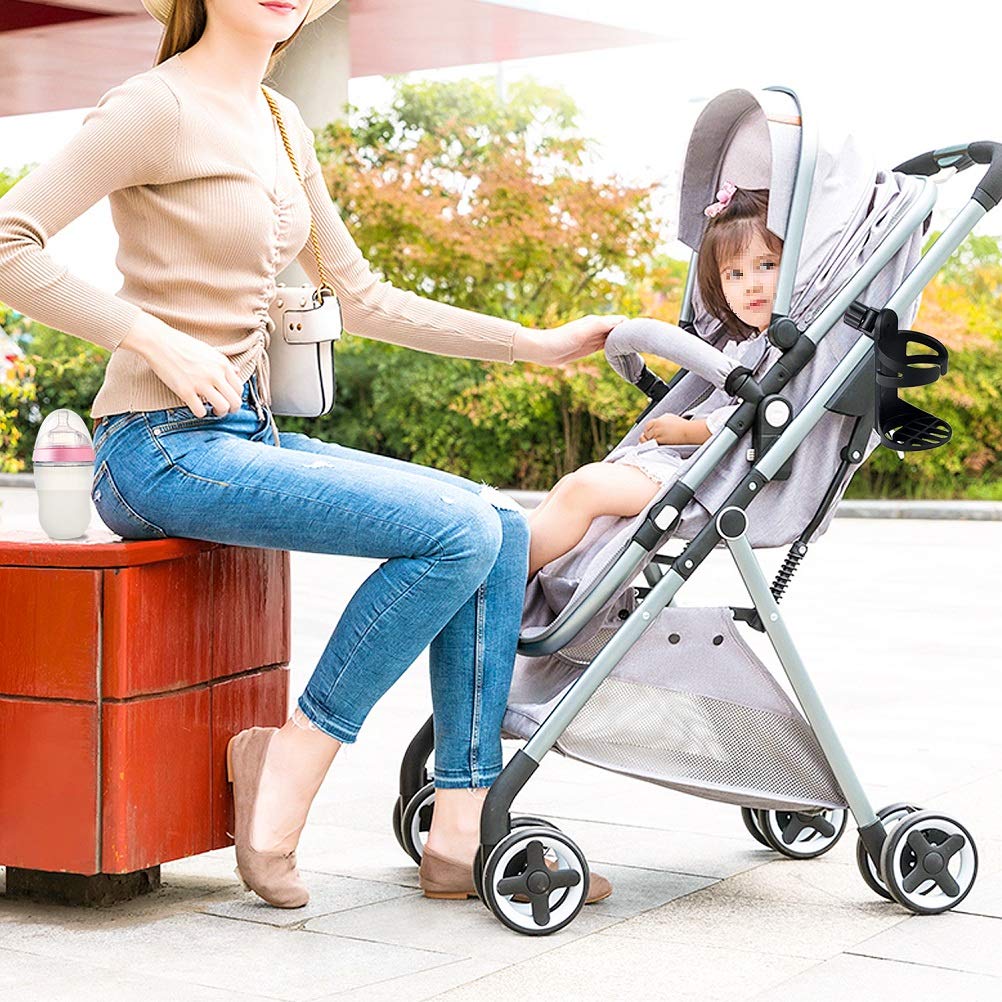 Badiano 2 Pack Stroller Drink Holders for Cups or Bottles, Universal for Bicycle, Wheelchair, Trolleys, 360 Rotation
