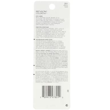 Revlon ColorStay Eyeliner Pencil, Black [201], 0.01 oz (Pack of 4)