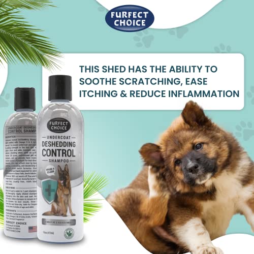 Furfect Choice Undercoat Deshedding Control Dog Shampoo - Rich in Omega 3 & 6 - Infused with Vitamin E - Made in USA - 16oz
