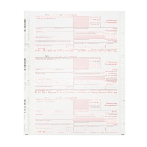 Blue Summit Supplies 2024 1099-NEC 4 Part Carbonless Tax Forms for Dot Matrix Printers, Tax Form Kit Designed for Use with QuickBooks and Accounting Software, 25 Pack