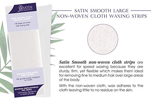 Satin Smooth Non-Woven Cloth Waxing Strips, Large, 100 ct x 1 pack