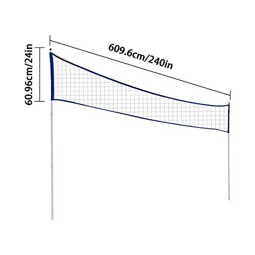 Badminton Net, Outdoor Portable Volleyball Net, Adjustable Foldable Badminton Tennis Volleyball Net with Stand Pole, for Beach Grass Park Outdoor Venues