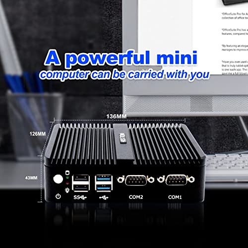 HISTTON Mini PC Fanless Mini Desktop PC Celeron J4125 DDR4 4GB RAM, 32GB SSD, Mini Desktop Computer, Dual LAN, BT4.0, Mini Desktop PC with HDMI/VGA Port,Fanless Mini PC Windows 10 Pro Industrial PC
