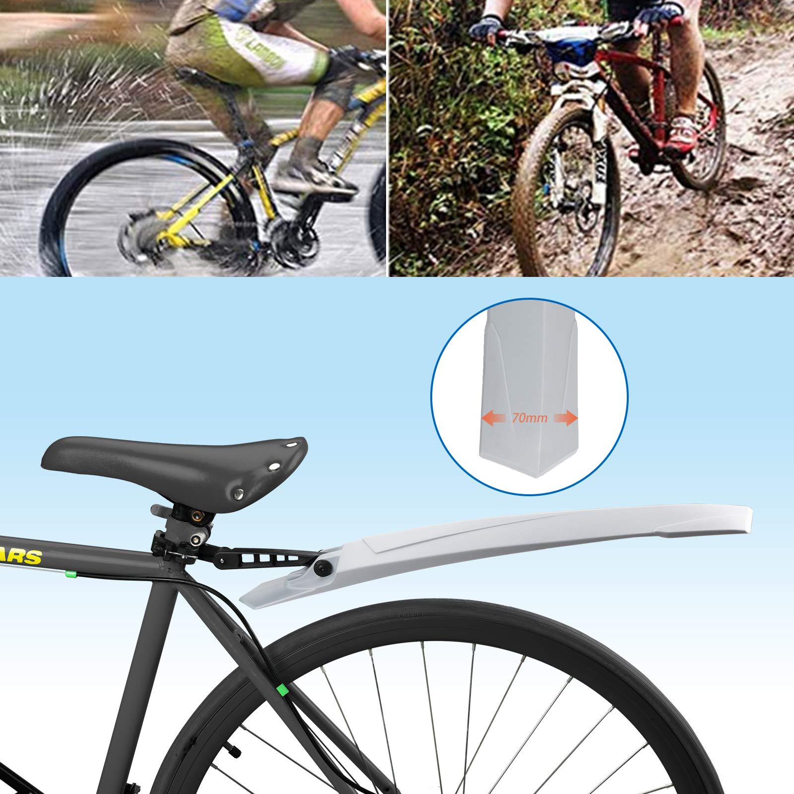 BFVV Adjustable Bike Fenders Front/Rear Bicycle Mudguard Set fits for 20-26" MTB