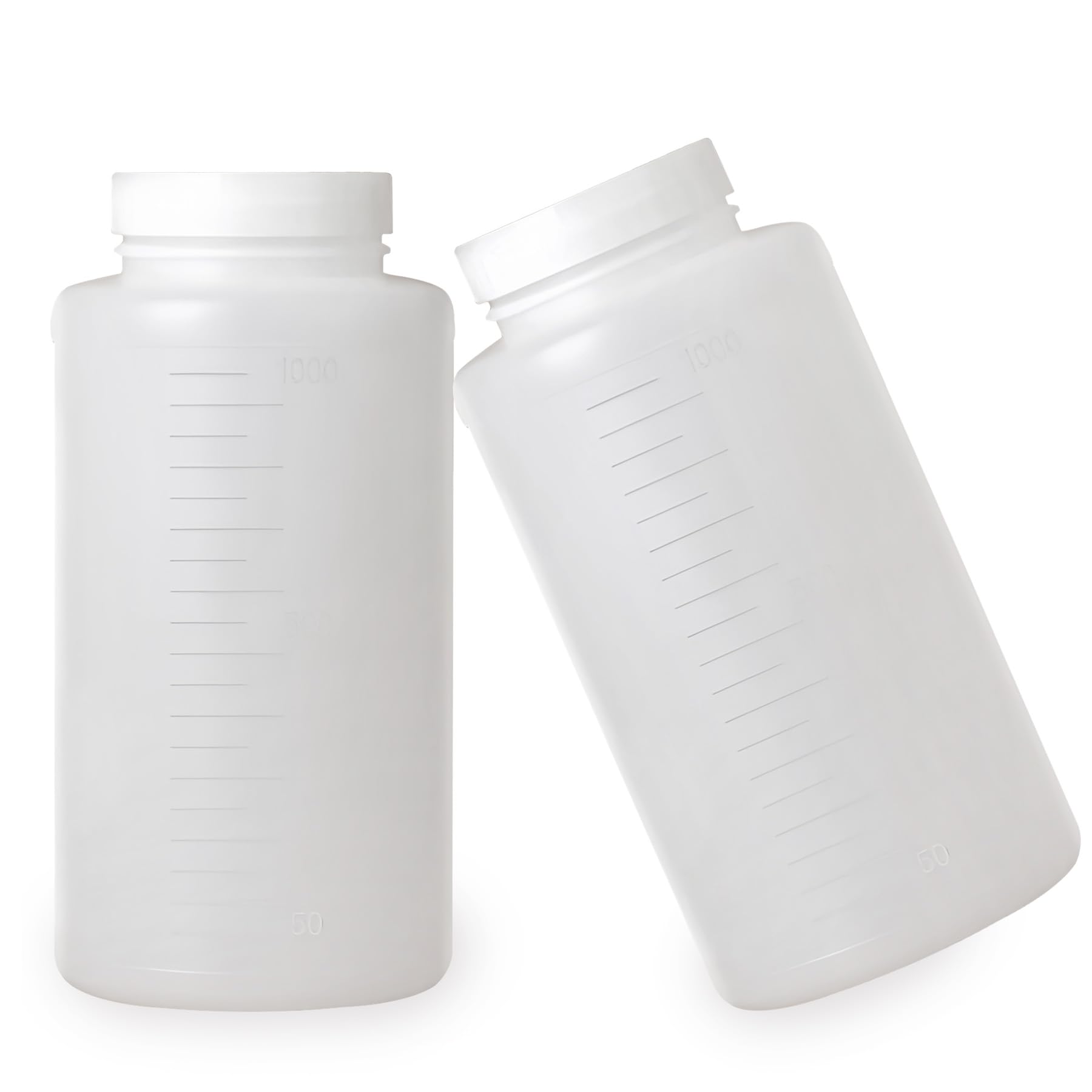 LEPEVNEY 1000ml/34oz Plastic Bottles Lab Chemical Reagent Bottle - Wide Mouth, Secure Sample Sealing, Liquid Storage Container 2 Pcs