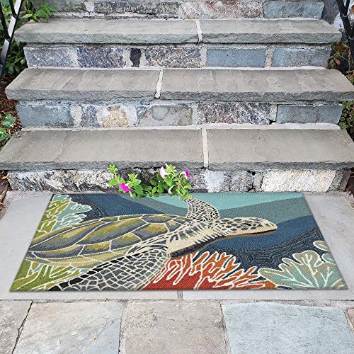 Liora Manne Ravella Indoor Outdoor Rug - Nautical Rug, Sea Life & Ocean Theme Decor, Comfortable & Durable, UV Stabilized, Stain Resistant Rug, Akumal, 2' x 3'