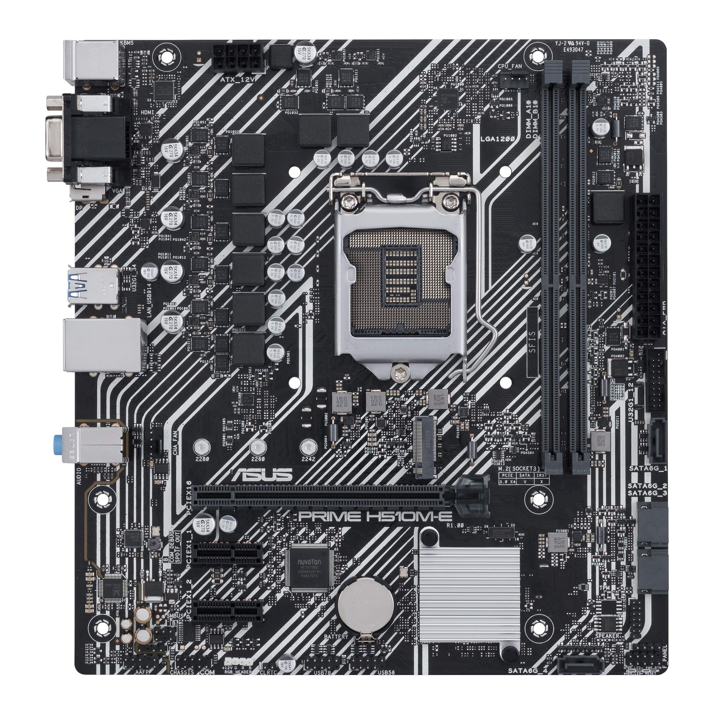 ASUS PRIME H510M-E LGA1200 (IntelĀ® 11th/10th Gen) Micro-ATX motherboard (PCIe 4.0,M.2 slot, 1Gb LAN, DP,HDMI, D-Sub, USB 3.2 Gen 1, COM header, TPM header, 4K@60Hz)