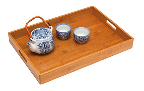 Lipper International 8865 Solid Bamboo Wood Serving Tray, 19.75" x 13.75" x 2.25"