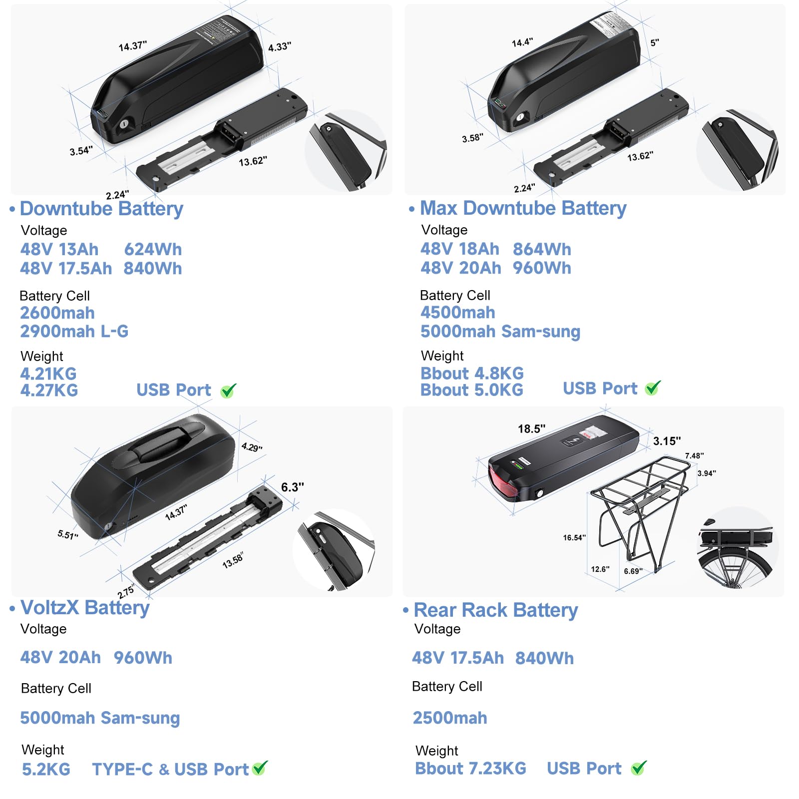 BAFANG Electric Bike Motor Kit Mid Drive BBS02B 48V 500W Bicycle Conversion Kit Ebike fit with BB68-73mm MTB Commuter Bikes with Optional Hailong Shark battery & Rear Rack Battery with Charger