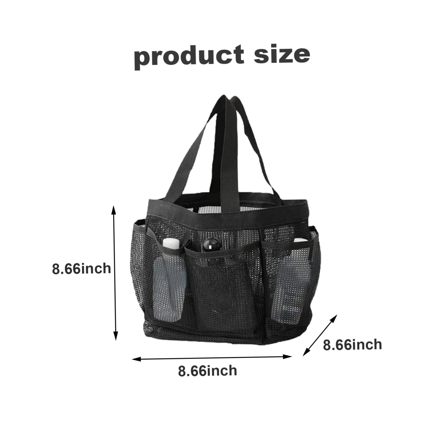 Bathroom Organizer Mesh Shower Caddy Portable Bathroom Organizer Lightweight Oxford Cloth Shower Caddy Dorm with 8-Pocket Versatile Shower Bag 22 x 22 x 22cm Black