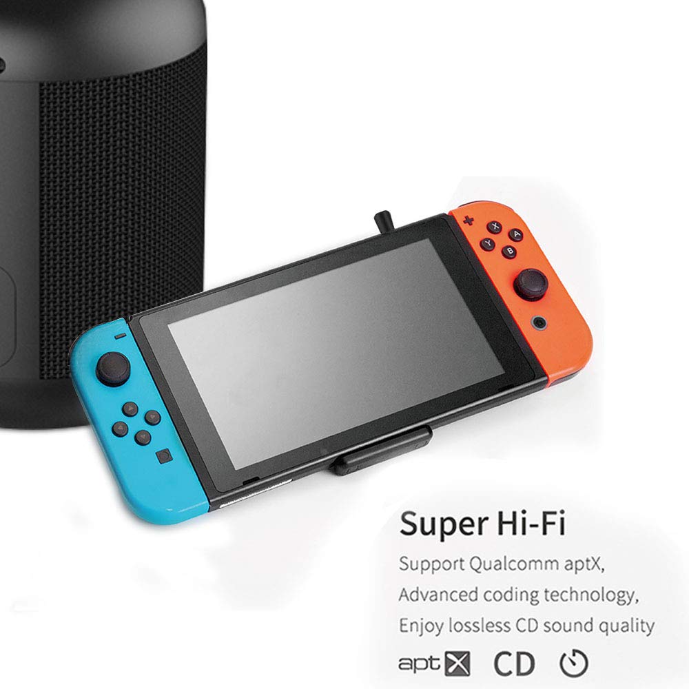 Bluetooth Adapter for Nintendo Switch Accessories USB-C Connector Wireless Audio Transmitter with aptX LL, Support in-Game Voice Chat,Connect AirPods PS5 Headphones - Black