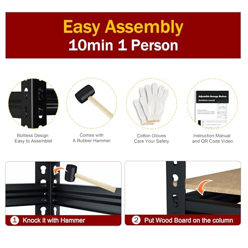 CFSAFK Storage Shelves 5 Tire, Adjustable Metal Storage Shelving, Heavy Duty Shelf for Garage,1400lbs, 32" W x 16" D x 63" H, 2 Pack