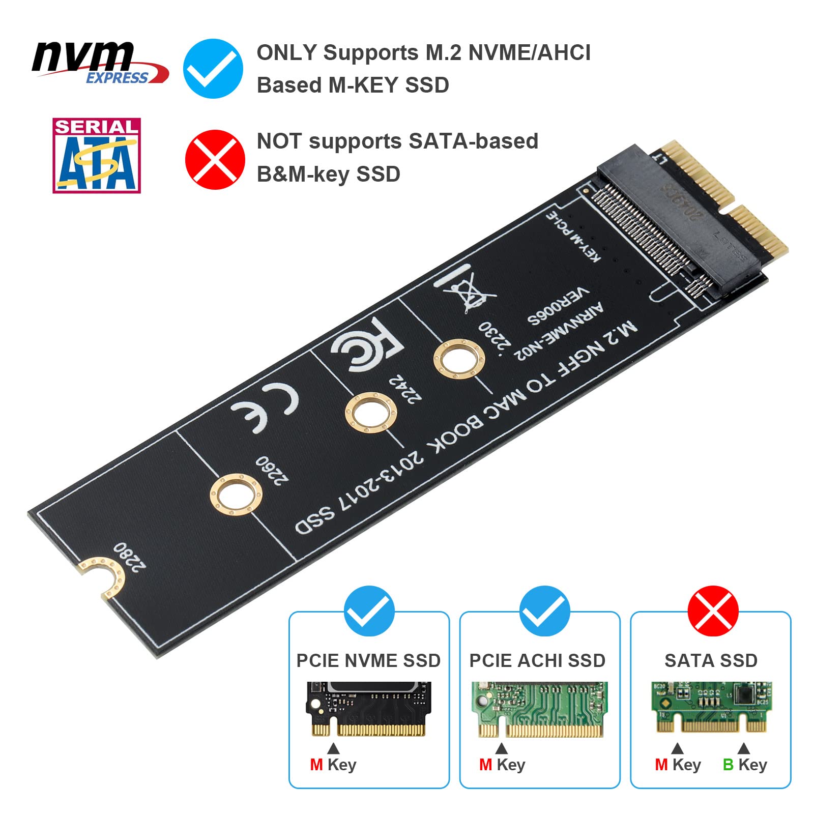 BEYIMEI mSATA to M.2 NGFF SSD B-Key Adapter Card,Connects M.2 NGFF SATA Solid State Disk to Mini SATA Motherboard,Supports M.2 NGFF 2280, 2260, 2242, 2230(NOT Support NVME SSD)