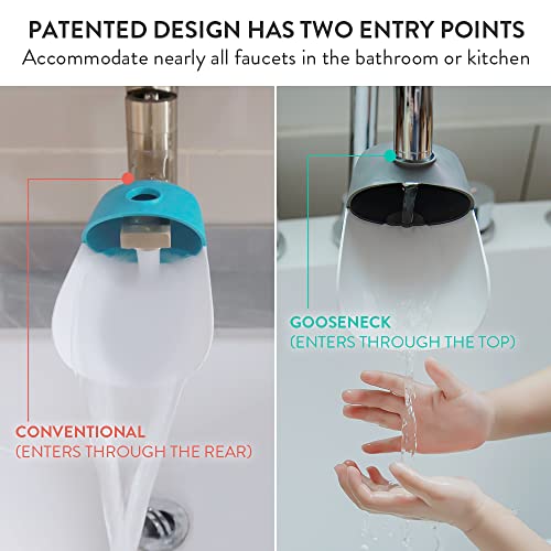 Prince Lionheart Step Stool Set with Faucet Extender, Dual Height Step Stool for Potty Toilet Training Kitchen to Wash Hands, Grippy Non-Slip Top, Sturdy Base with Non-Slip Feet (2 Pack, Glacier)
