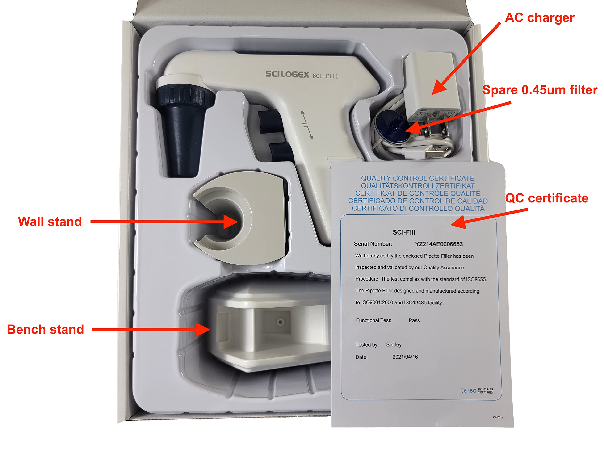 Scilogex SCI-Fill Motorized Pipette Filler - 1 Year Warranty