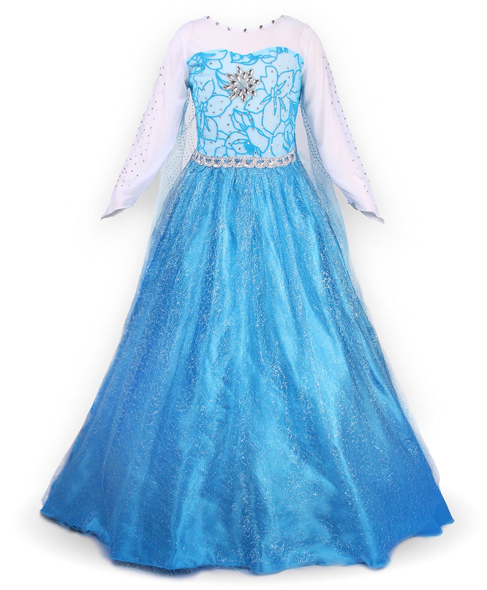 JerrisApparel Princess Dress Queen Costume Cosplay Dress Up with Accessories (4-5, Blue with Accessories)