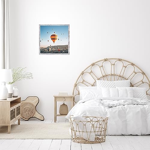 JCJMY 12x12 inch Picture Frame, Horizontal and Vertical Formats for Wall Hanging, 12 x 12 Wall Gallery Poster Photo Frame with Durable Shatter Resistant Plexiglass, Rustic White