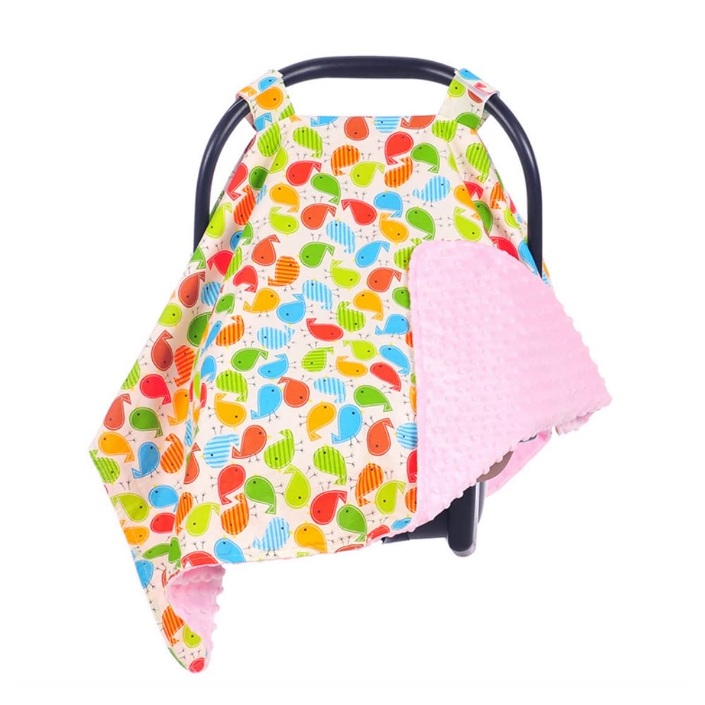 Car Seat Covers for Babies Warm Minky Carseat Canopy Covers for Girls Boys Multi-use Infant Blanket - Pink & Gray (Grey)