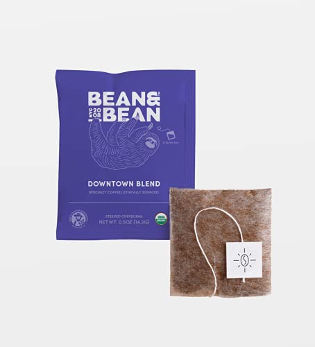 Bean & Bean Dunk & Steep Coffee Bags β Individual Coffee Singles β Steeped Coffee Single Serve Bags - Downtown Blend Organic Coffee β Medium Roast Instant Coffee Singles - 5 Pack