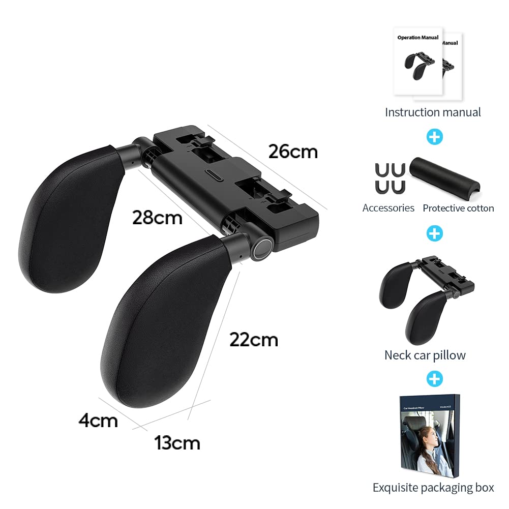 Car seat headrest Head and Neck Support Sleep Travel seat Pillow Side Sleeper Neck Pillow 360 ° Adjustable U-Shaped Memory Foam Neck Pillow Side Sleeper Pillow for Children Adults Black