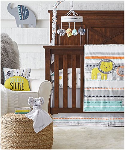 Wendy Bellissimo 4pc Nursery Bedding Baby Crib Bedding Set - Elephant Crib Bedding from The Sawyer Collection in Grey and Turquoise