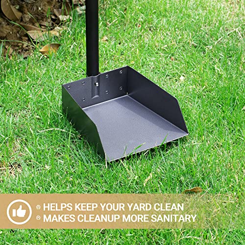 Heeyoo Dog Pooper Scooper, Dog Poop Tray and Rake Set, Pet Waste Removal Scoop with Long Adjustable Sectional Stainless Handles, 2 Pack