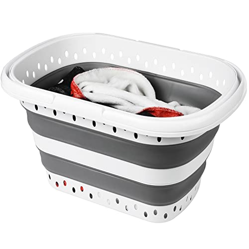 Haundry Collapsible Laundry Basket - 42L Foldable Plastic Laundry Hamper with Handles, Pop-up Basket for Laundry, Portable College Essentials Clothes Hamper