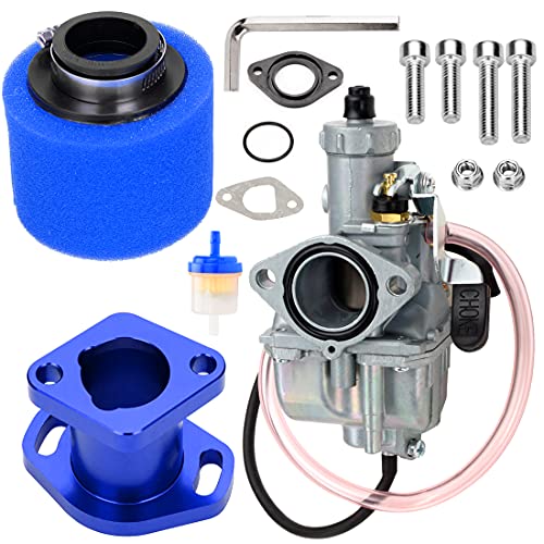 FVRITO VM22 Racing Performance Carburetor Carb Mainfold Intake Inlet Pipe Filter for Predator 212cc Mini Bike Go Kart GX200 196cc Engine Honda Clone Go Kart Motor Blue