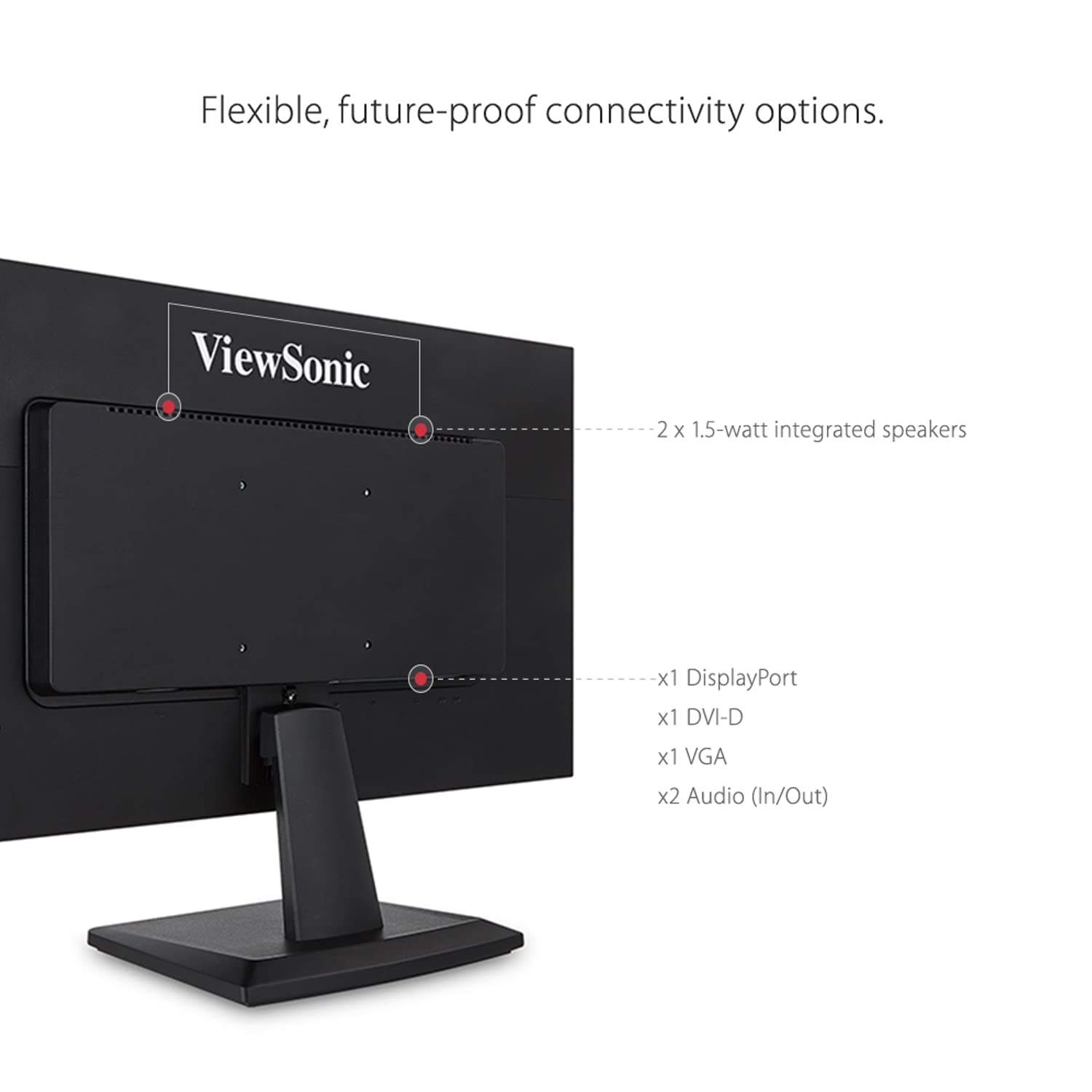 ViewSonic VA2452SM 24 Inch 1080p LED Monitor DisplayPort DVI and VGA Inputs for Home and Office Black