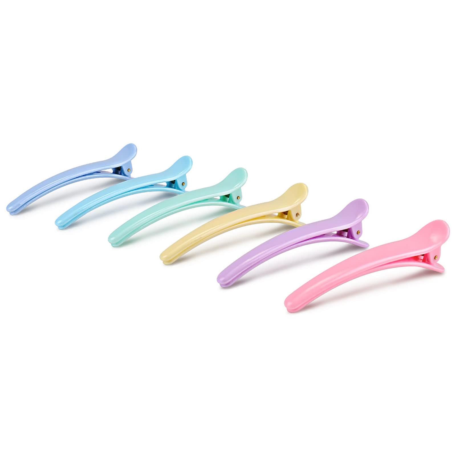 Rioa Hair Clips - 12 Pack Multicolor Plastic Duck Teeth Clips for Women's Styling and Sectioning. Non-slip for Thick & Thin Hair - Professional Salon Quality
