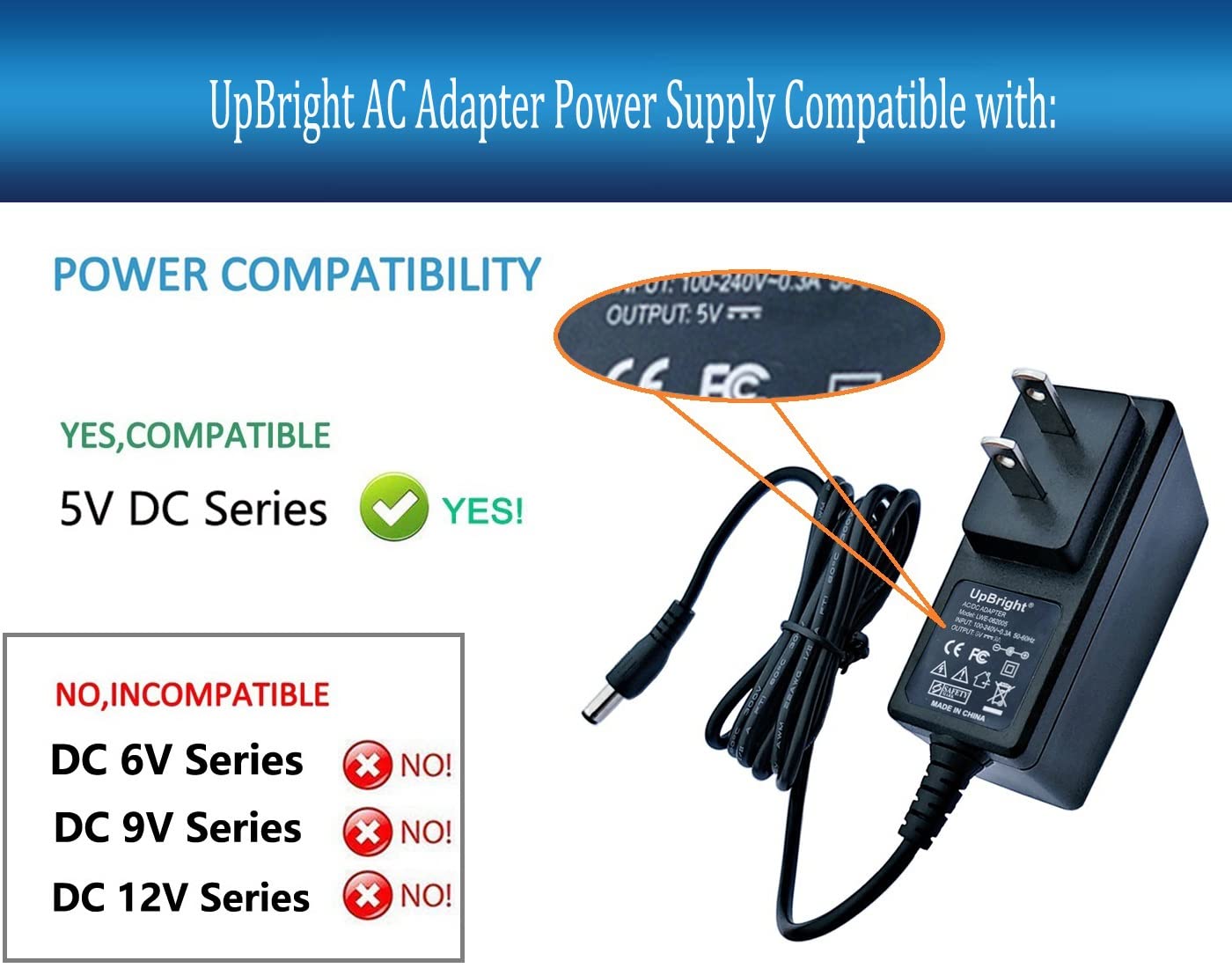 UpBright 5V AC/DC Adapter Compatible with Arcade1up 8121 LS3062020 8261 8296 8295 Ms Pac-Man Counter-Cade CounterCade Console Table Top Game Arcade 1Up Machine Bi12T-050200-BDU 2A Power Supply Charger