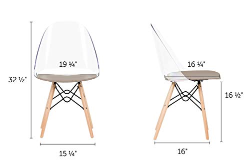 South Shore Annexe Eiffel Style Office Chair, Wood, Clear and Gray, 16D x 16.25W x 32.5H in