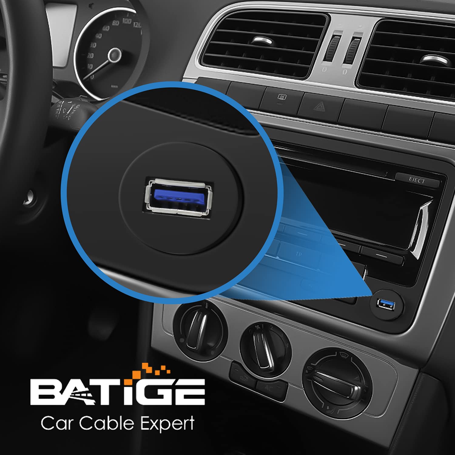 BATIGE 2 Pack Small USB 3.0 Male to Female AUX Flush Panel Mount Extension Cable for Car Truck Boat Motorcycle Dashboard 3ft