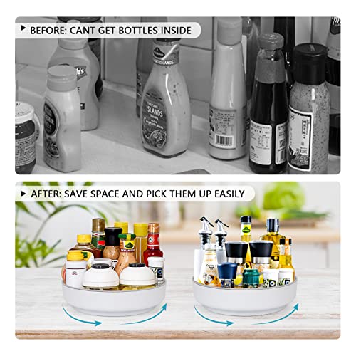 FYY Lazy Susan Organizer, 10.4 inch Turntable Cabinet Organizer Rotating Spice Rack Kitchen Storage Cosmetic Makeup Organizers for Cabinet Kitchen Pantry Refrigerator Countertop Organization White
