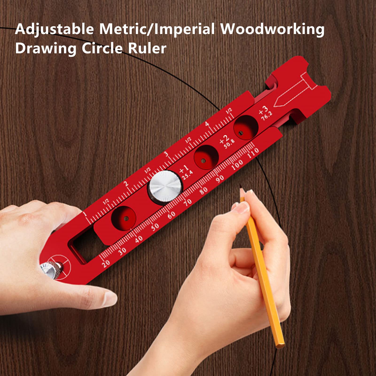CDIYTOOL Woodworking Aluminum Alloy Circular Drawing Tool,Fixed-Point Marking Gauge Woodworking Compass Scribe,Metric/British,Adjustable Drawing Circle Ruler