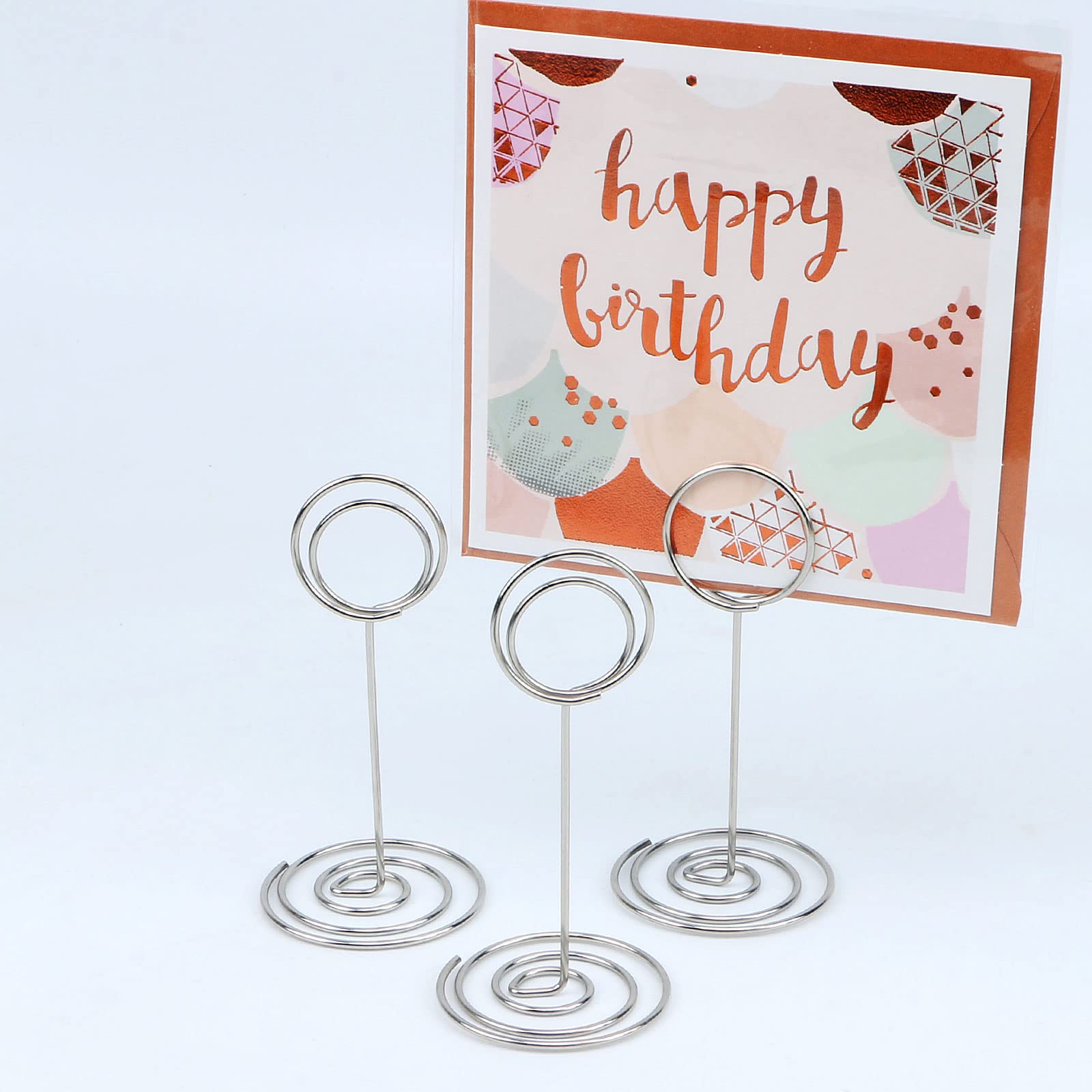 Yethuanru 24 pieces Table Number Holders Picture Holder for Tables 85mm Place Card Stand for Wedding Party Office, Silver/Gold(Round) (Silver)