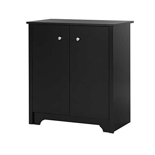 South Shore Small 2-Door Storage Cabinet with Adjustable Shelf, Pure Black