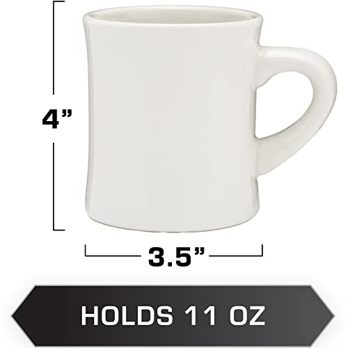 COLETTI Off White Coffee Mugs Set Of 4 β Diner Coffee Mug 11 oz β Mug Set, Stoneware Coffee Mugs, Coffee Cups Ceramic β Diner Coffee Mugs Heavy Retro Style β Dishwasher & Microwave Safe