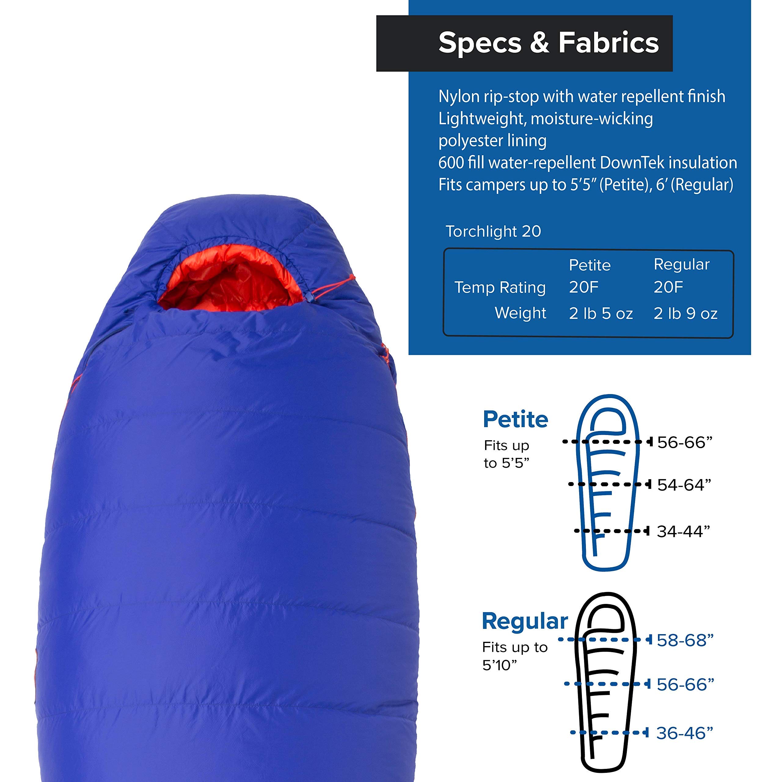 Big Agnes Women's Torchlight (600 DownTek) Sleeping Bag, 30 Degree, Regular
