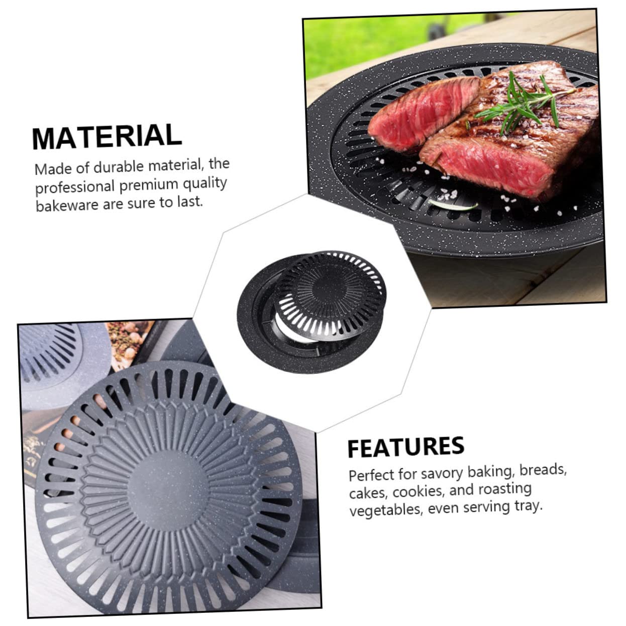 LABRIMP Round Enamel Baking Tray and Frying Pan Creative Double Roasting Bakeware for Home Cooking Compatible with Air Fryers Ideal for Baking and Grilling