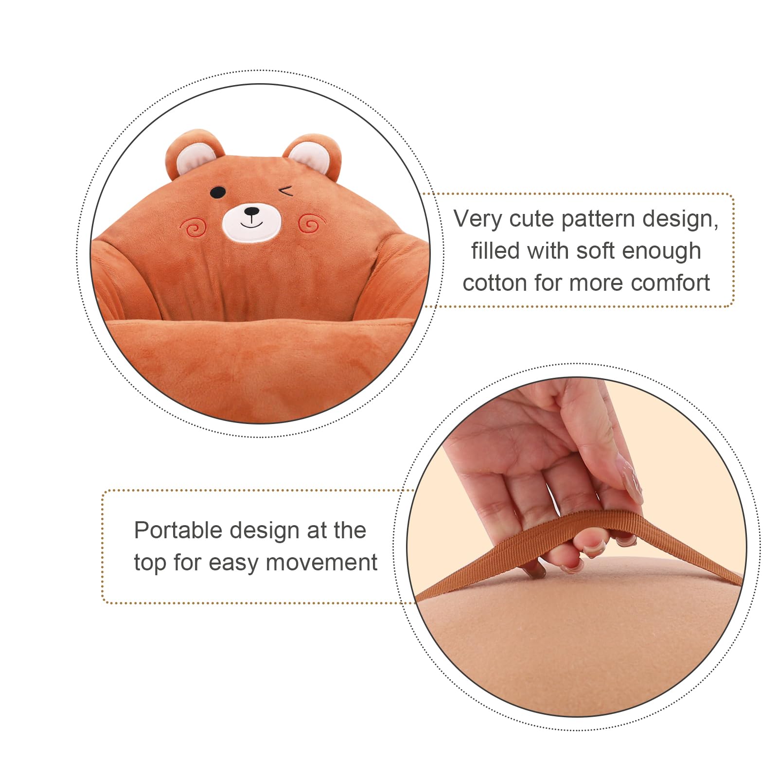 Blublu Park Baby Support Seat Chair, Plush Cute Soft Animals Shaped Learning to Sit Chair Keep Sitting Posture Comfortable for Toddler, Brown Bear