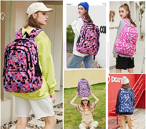 Geometric-Print Backpack for Boys Middle-School Elementary Bookbags
