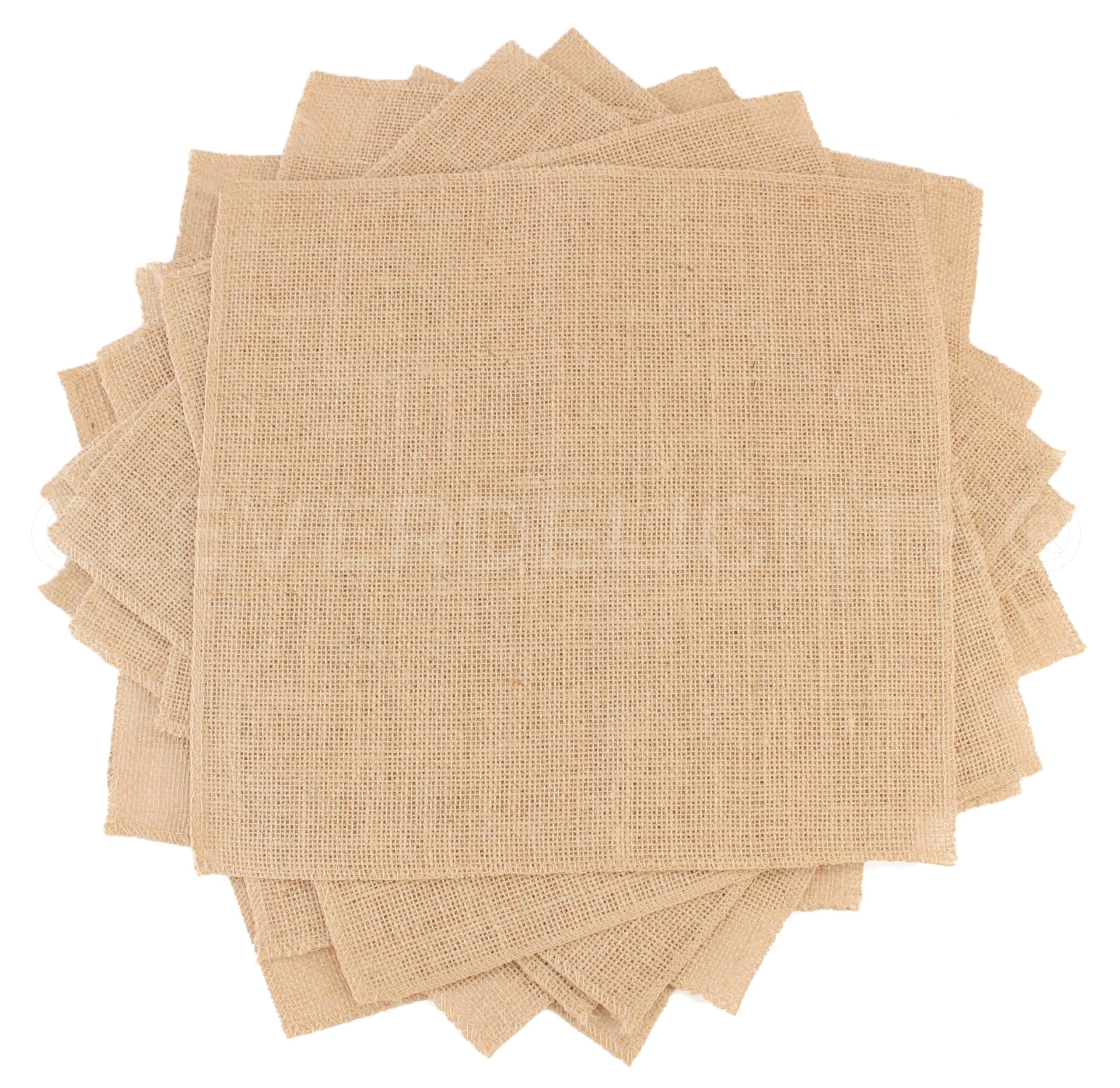 CleverDelights 12 Inch Burlap Squares - 12 Pack - Premium Jute Burlap Fabric - Finished Edges - 12" x 12"