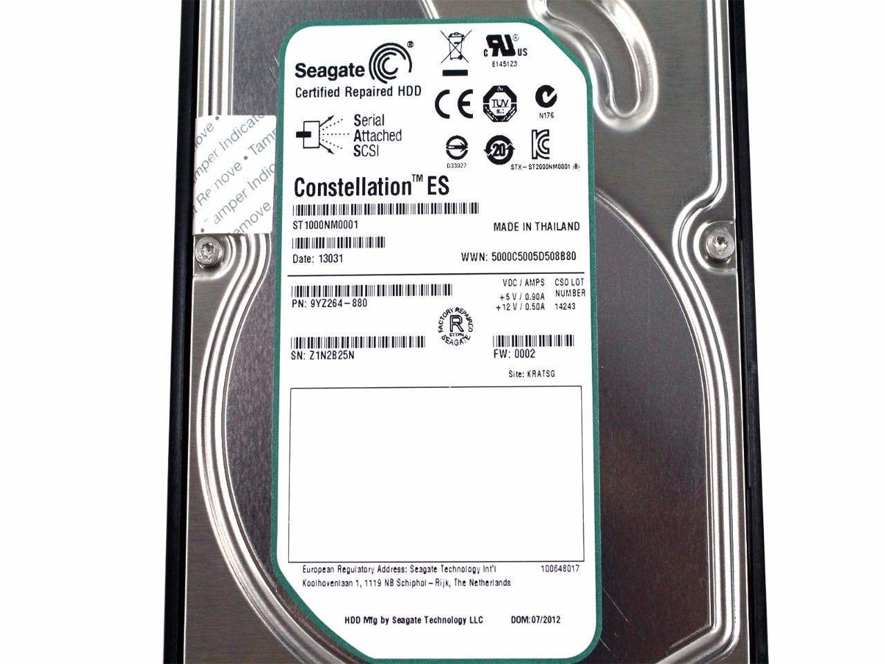 Seagate Constellation ES 1 TB 7200RPM 6 Gb/s SAS 64MB Cache 3.5 Inch Internal Bare Drive (ST1000NM0001)