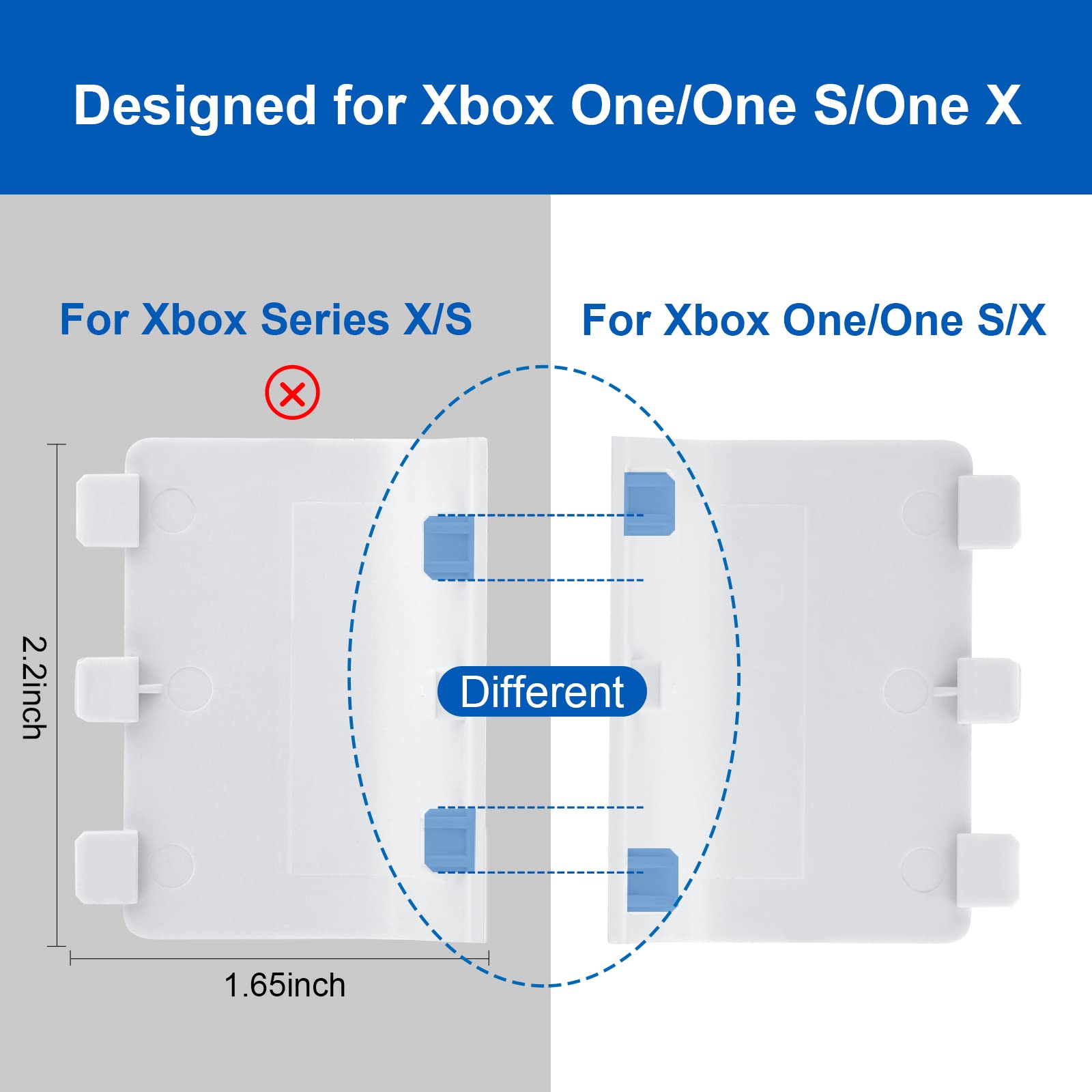 Battery Cover for Xbox One Controller, 4 Pack Back Cover Replacement Parts Compatible with Xbox One S, One X Wireless Controller *Black