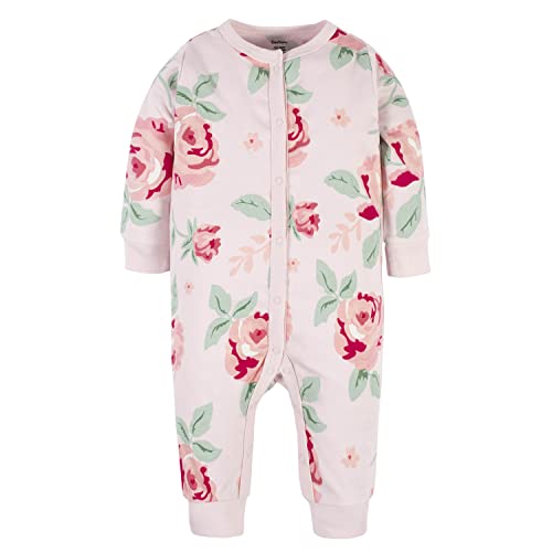 Gerber Baby Girls Boutique 2-Piece Coverall & Headband Set, Pink Rose, 3-6 Months US