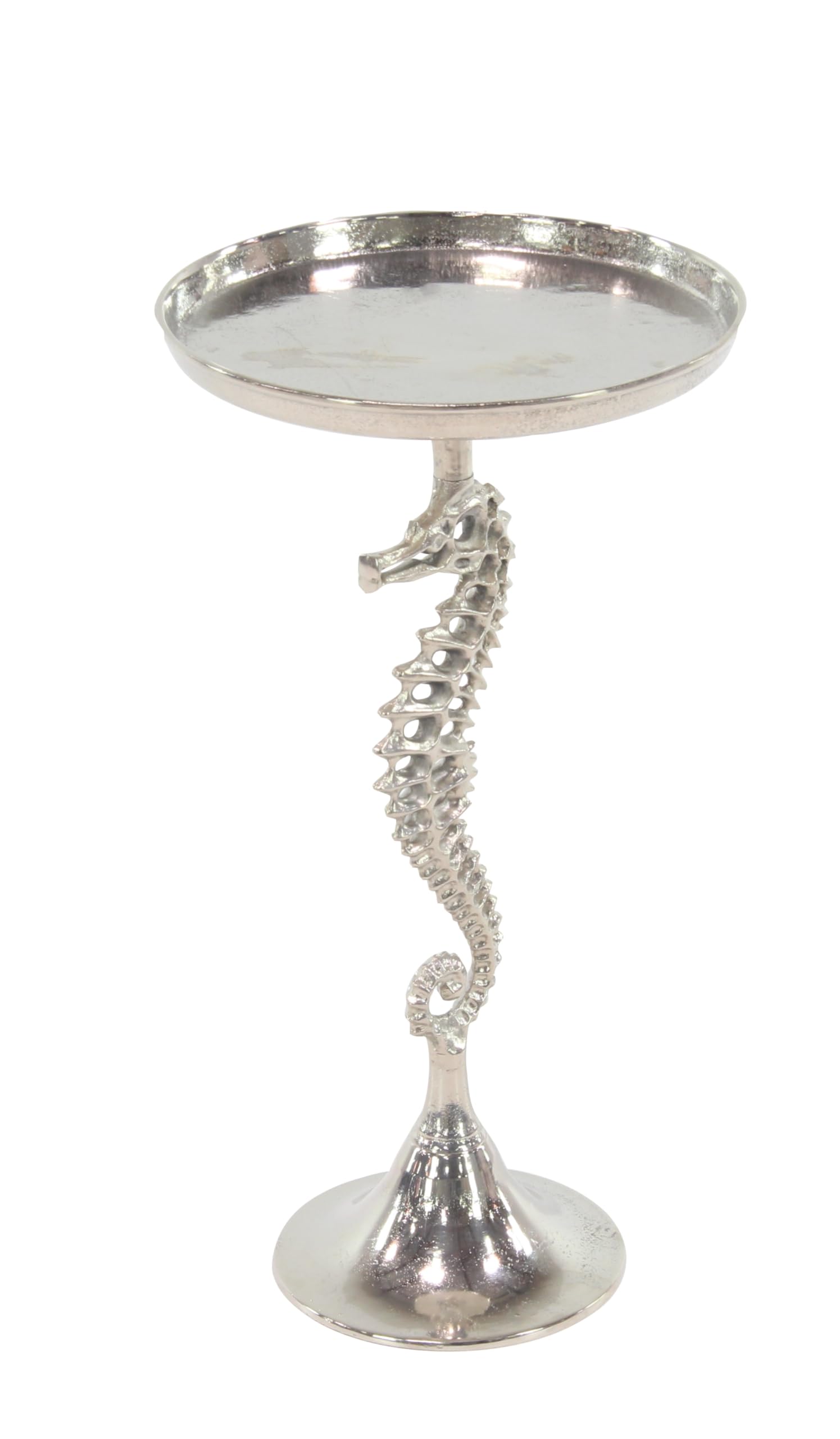Deco 79 Coastal Aluminum Accent, Side Table 14" x 14" x 27", Silver