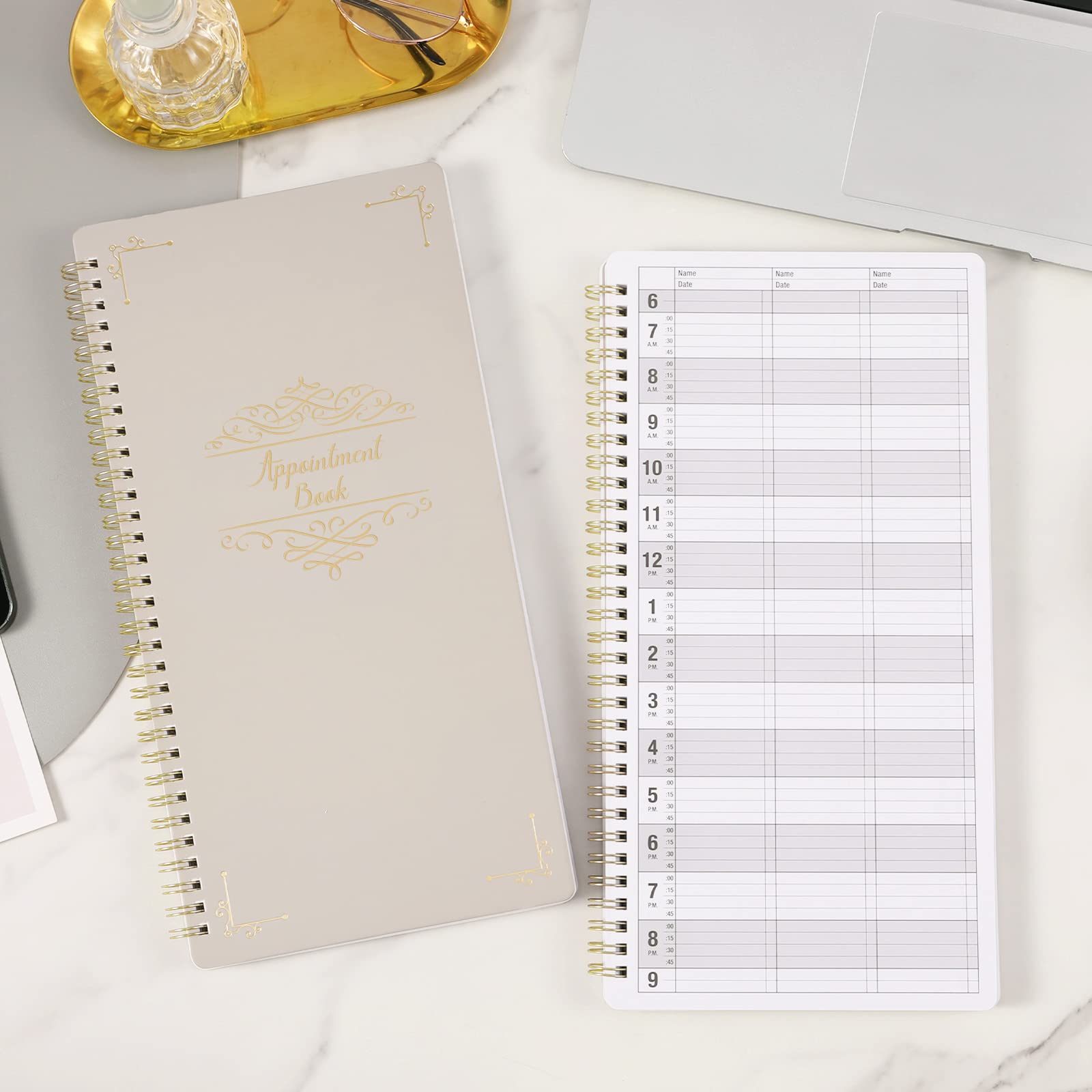 Appointment Book – Undated Salon Appointment Book, Daily&Hourly Schedule Book with 200 Pages, 6 AM - 9 PM, 15 Minute Intervals Day Planner, 6’’ x 11.5’’, 3 Column, Twin-Wire Binding, Hardcover