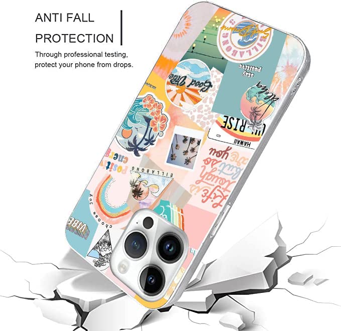 JIHANFENYUE Compatible with iPhone 12 Pro Max Case - Aesthetic Positive Quotes Summer Vibes Cute Collage Designed for Trendy, Built for Durability, Shockproof Case for Women Girls